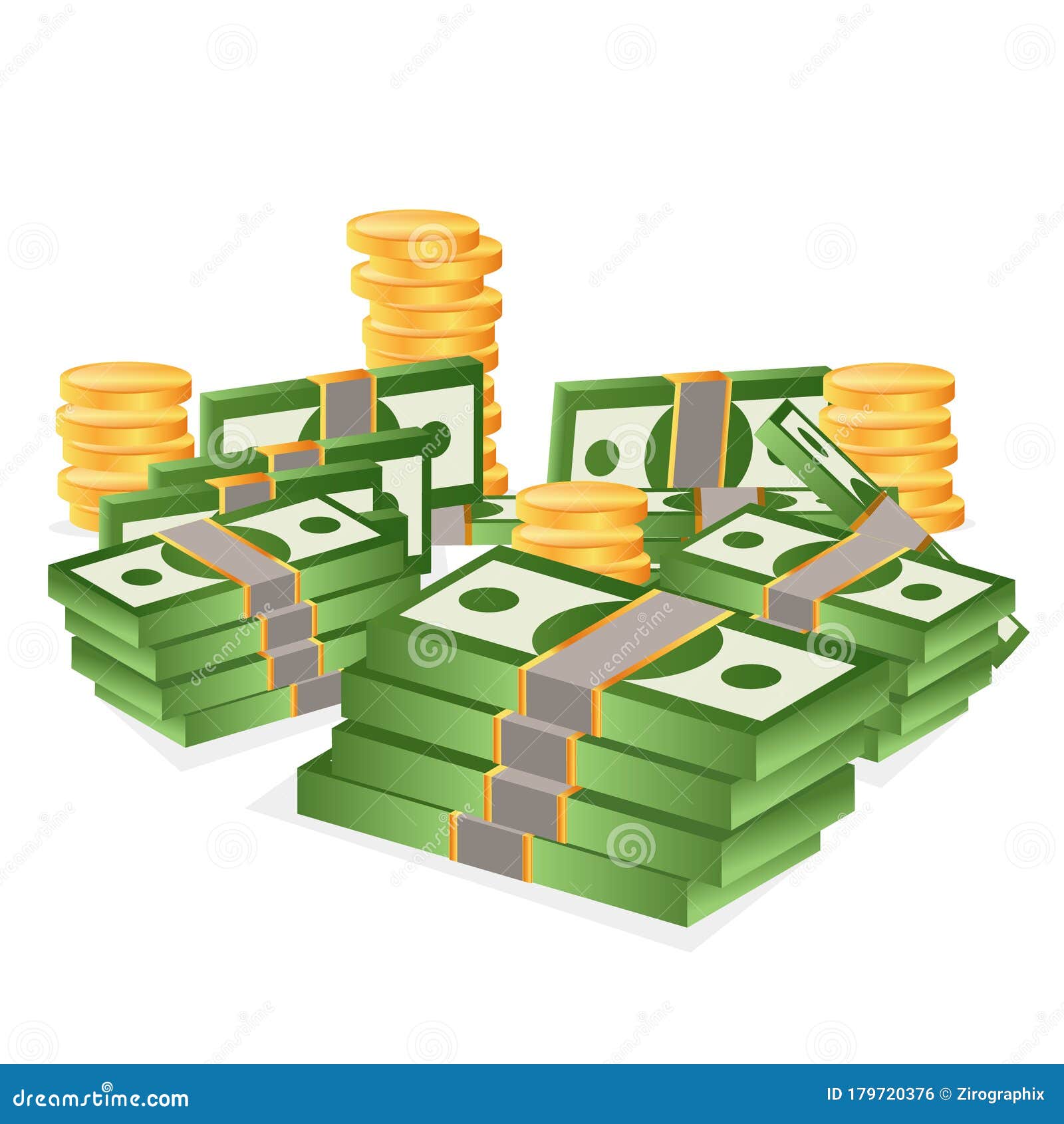 Lots of Money and Coins Vector Illustration Stock Illustration ...