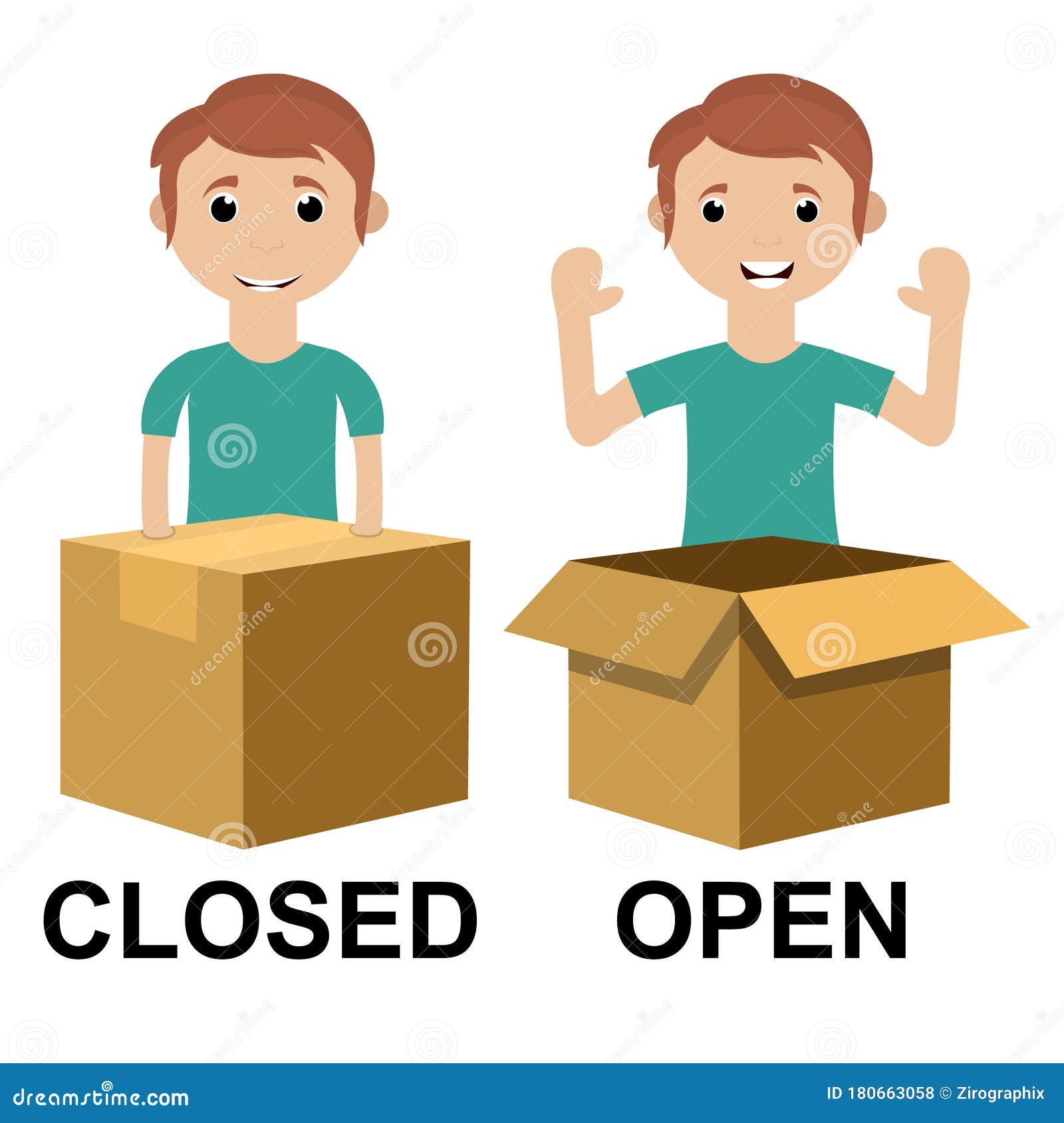 Open and Closed Comparison Kids Vector Illustration Design Stock Vector ...