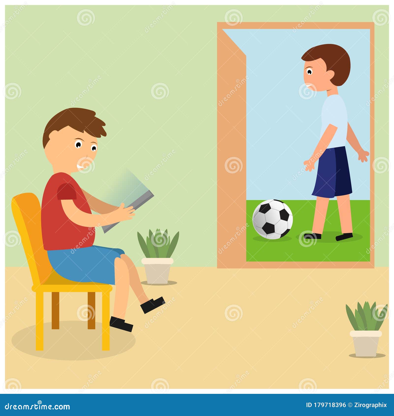 Playing Inside and Playing Outside Illustration Stock Illustration ...