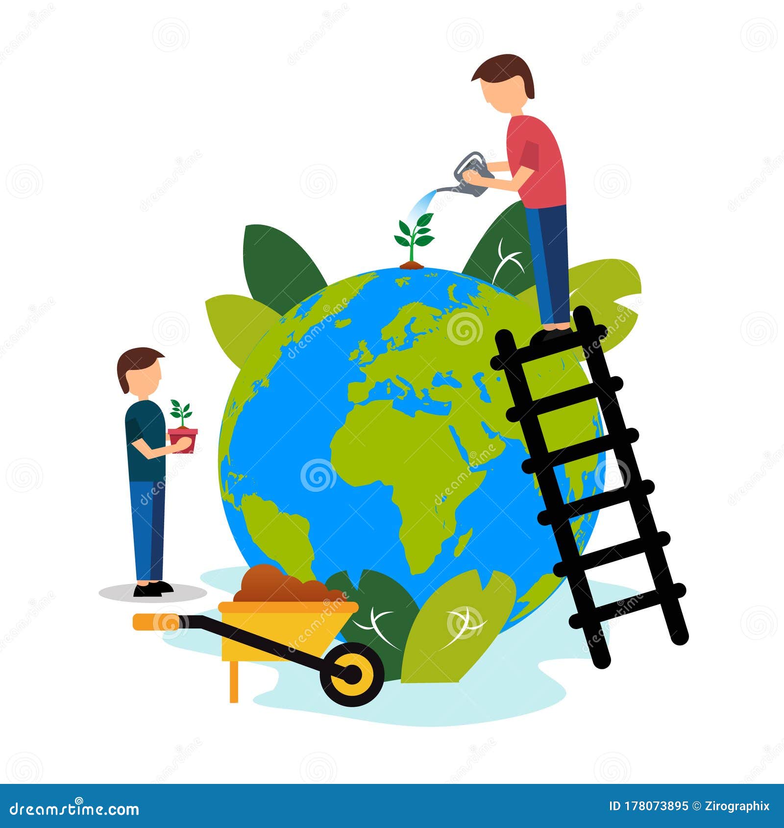 Save Plant and Plant Tree Vector Illustration Stock Vector ...