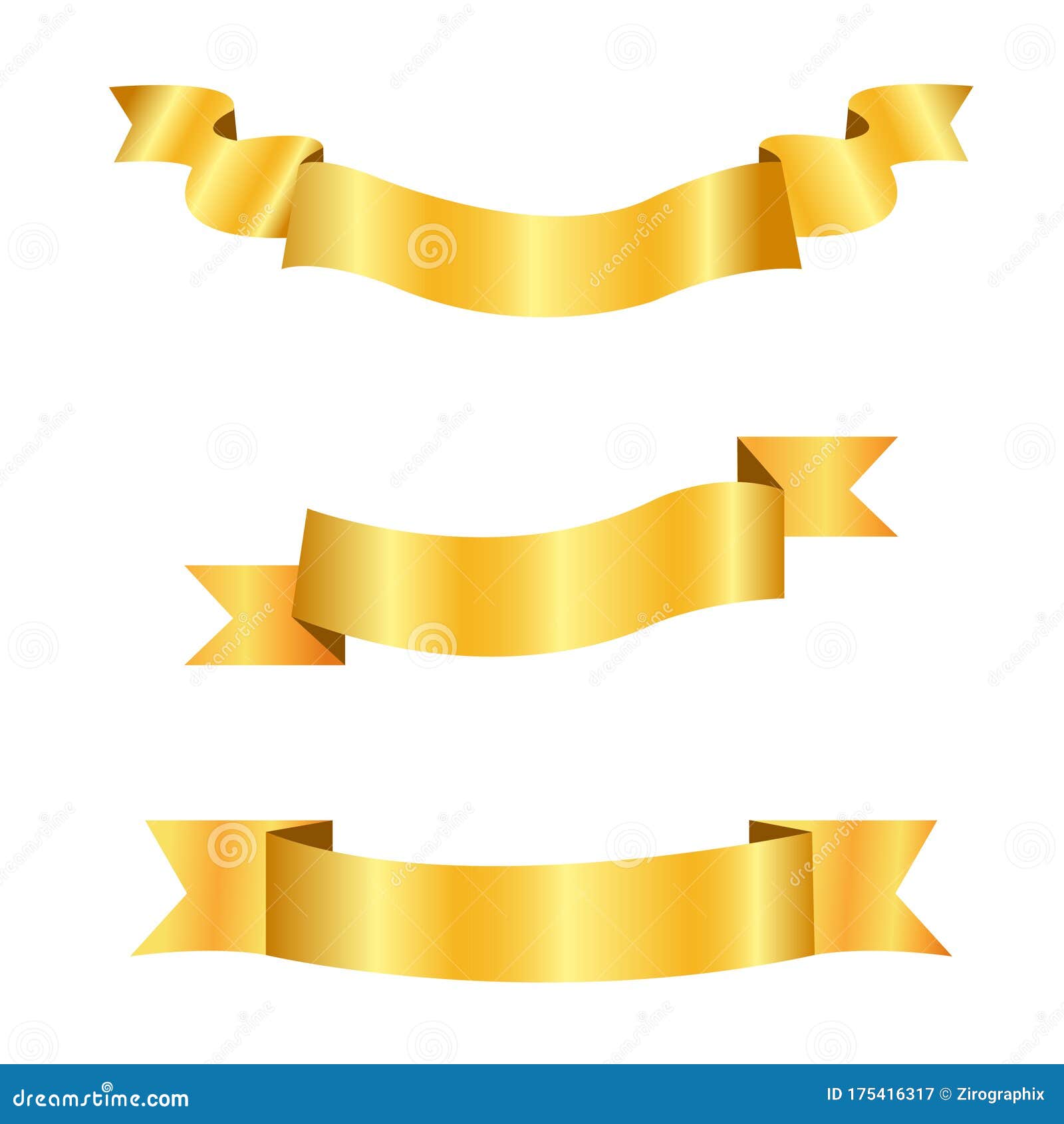 Set of Gold Ribbons Vector Art Design Stock Illustration - Illustration ...