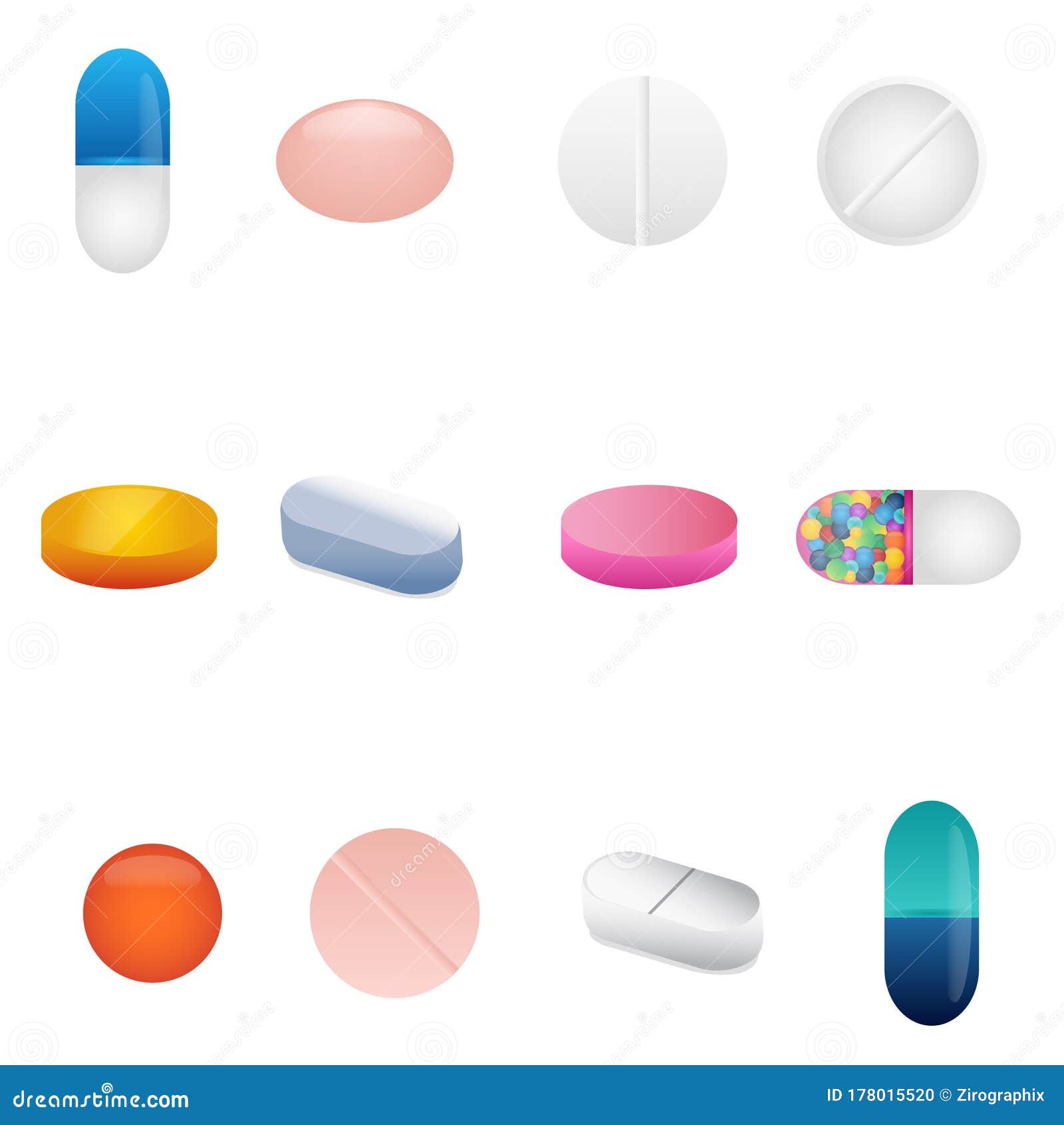 Set of Medical Pills Vector Illustration Stock Illustration ...