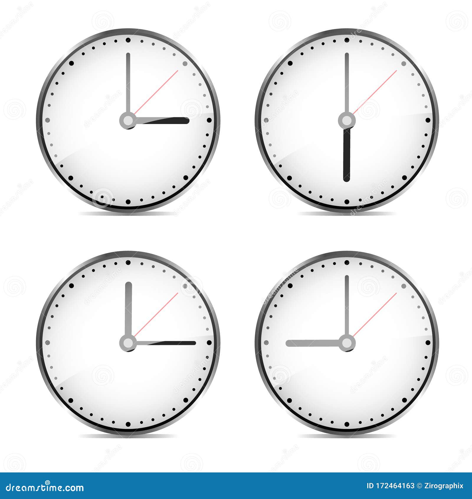 Wall Clock in Four Different Times Vector Art Illustration Stock ...