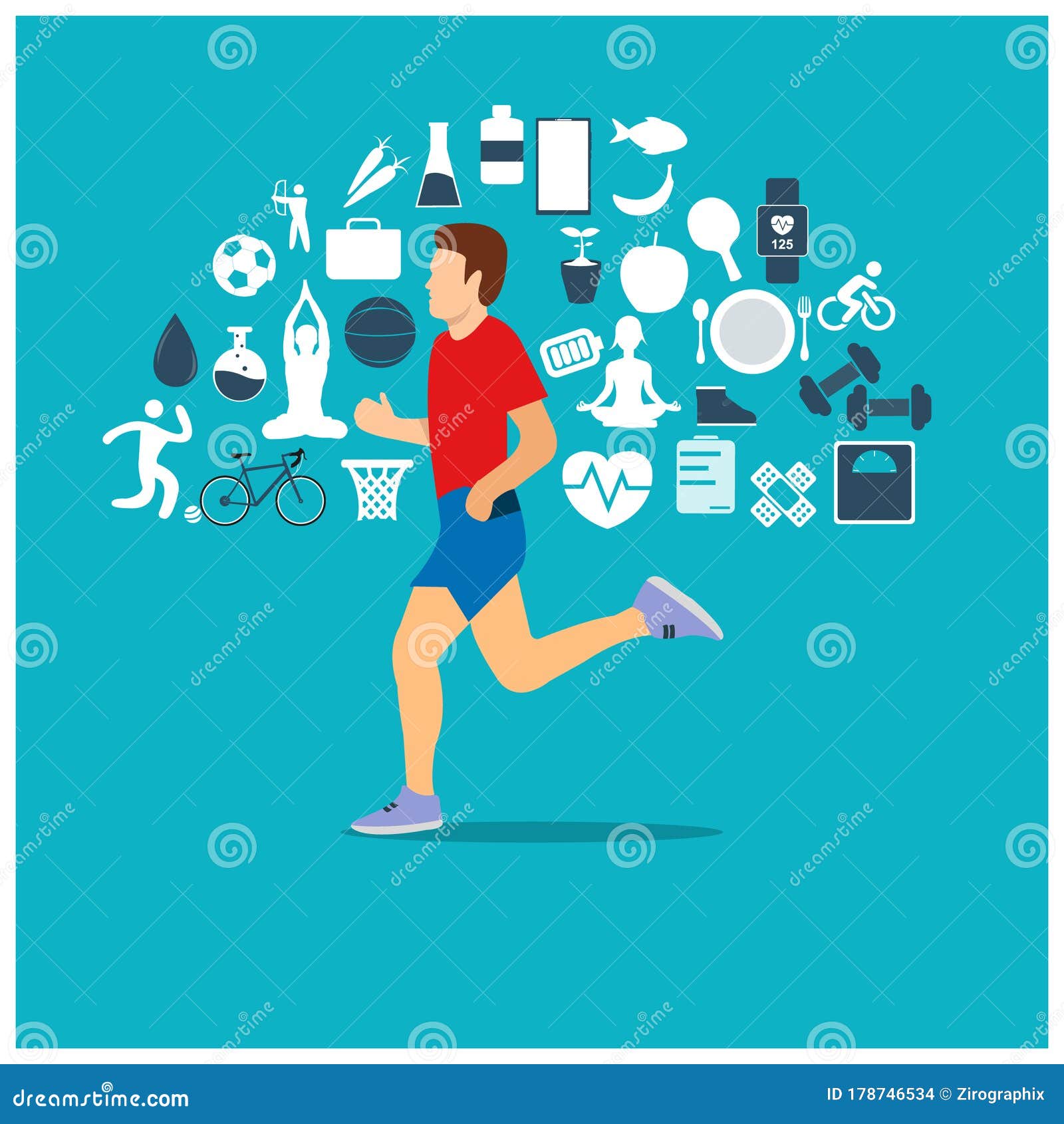 Wellness Flat Icons and Illustration Stock Vector - Illustration of ...