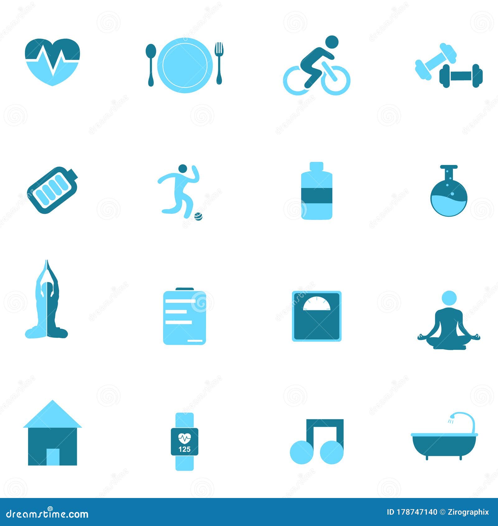 Wellness Flat Icons Vector Design Stock Illustration - Illustration of ...