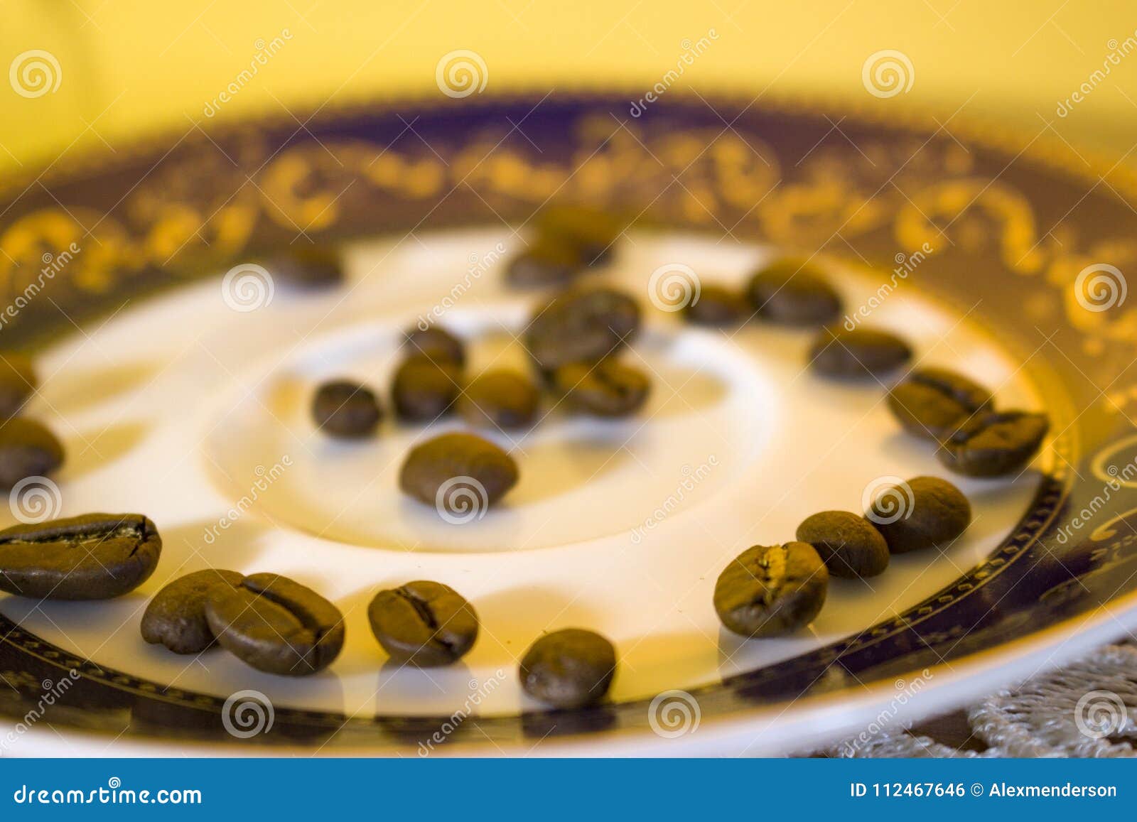 Coffee Beans on a Decorative Plate. Stock Photo - Image of design ...
