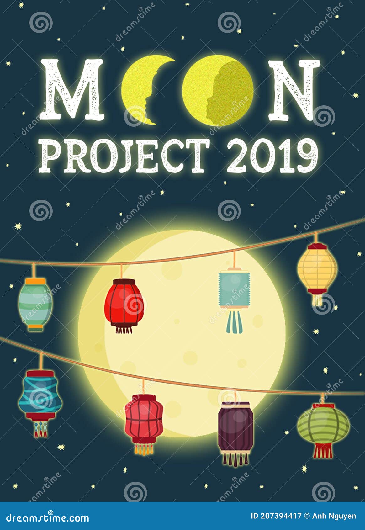 Poster Inspired by the Moon Stock Illustration - Illustration of cute ...