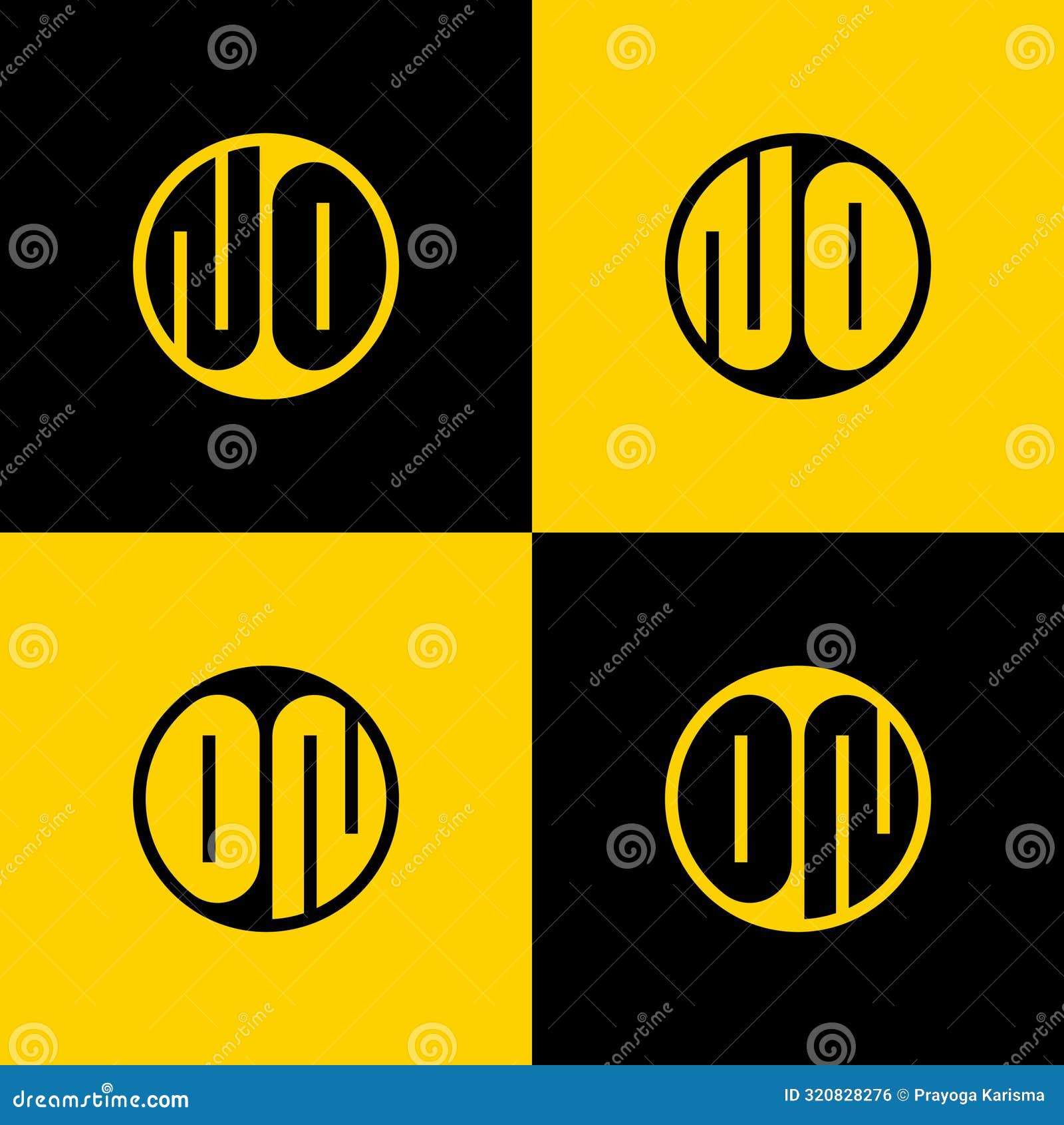 Simple NO and on Letters Circle Logo Set, Suitable for Business with on ...