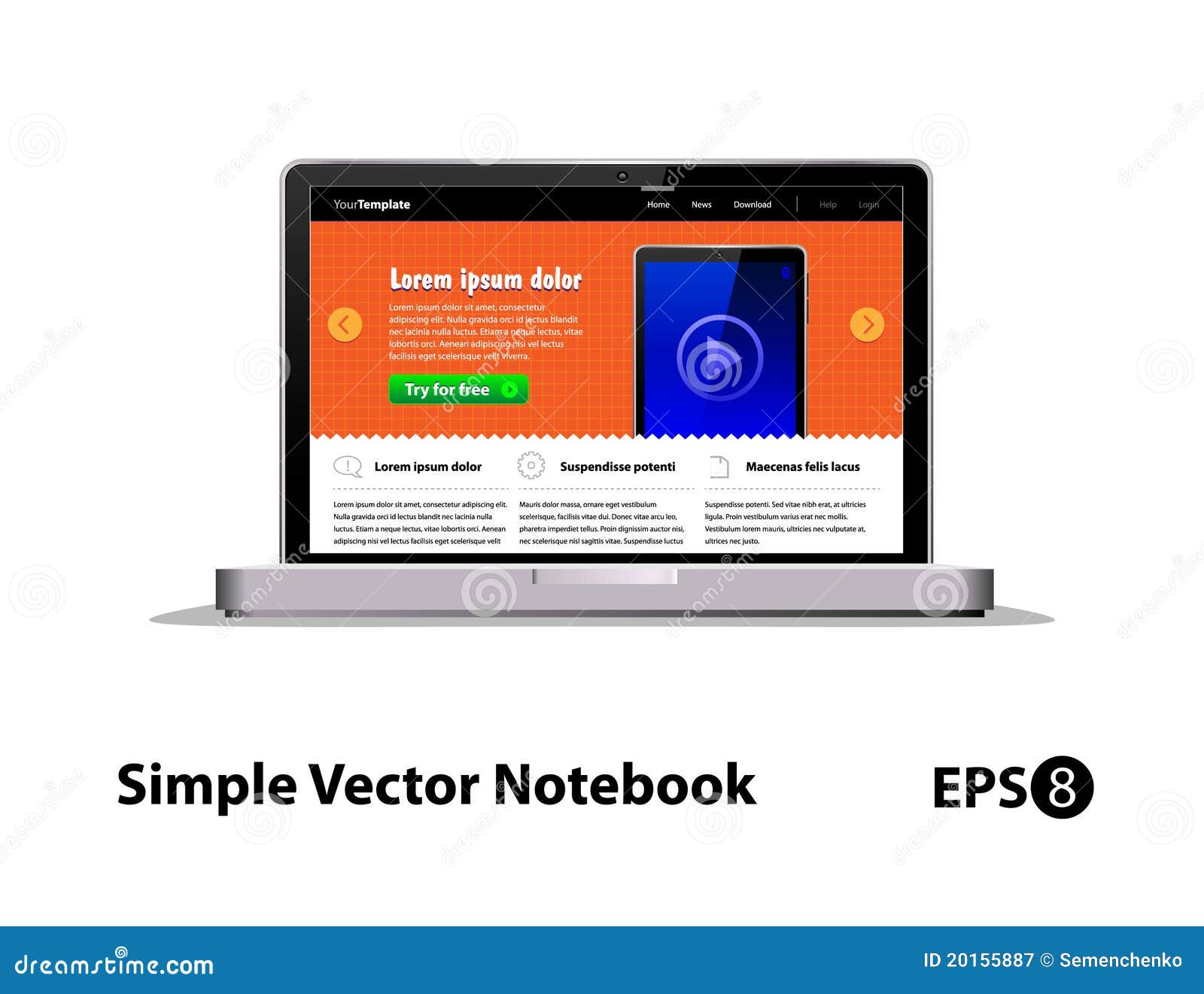 Simple Notebook stock vector. Illustration of flat, display - 20155887