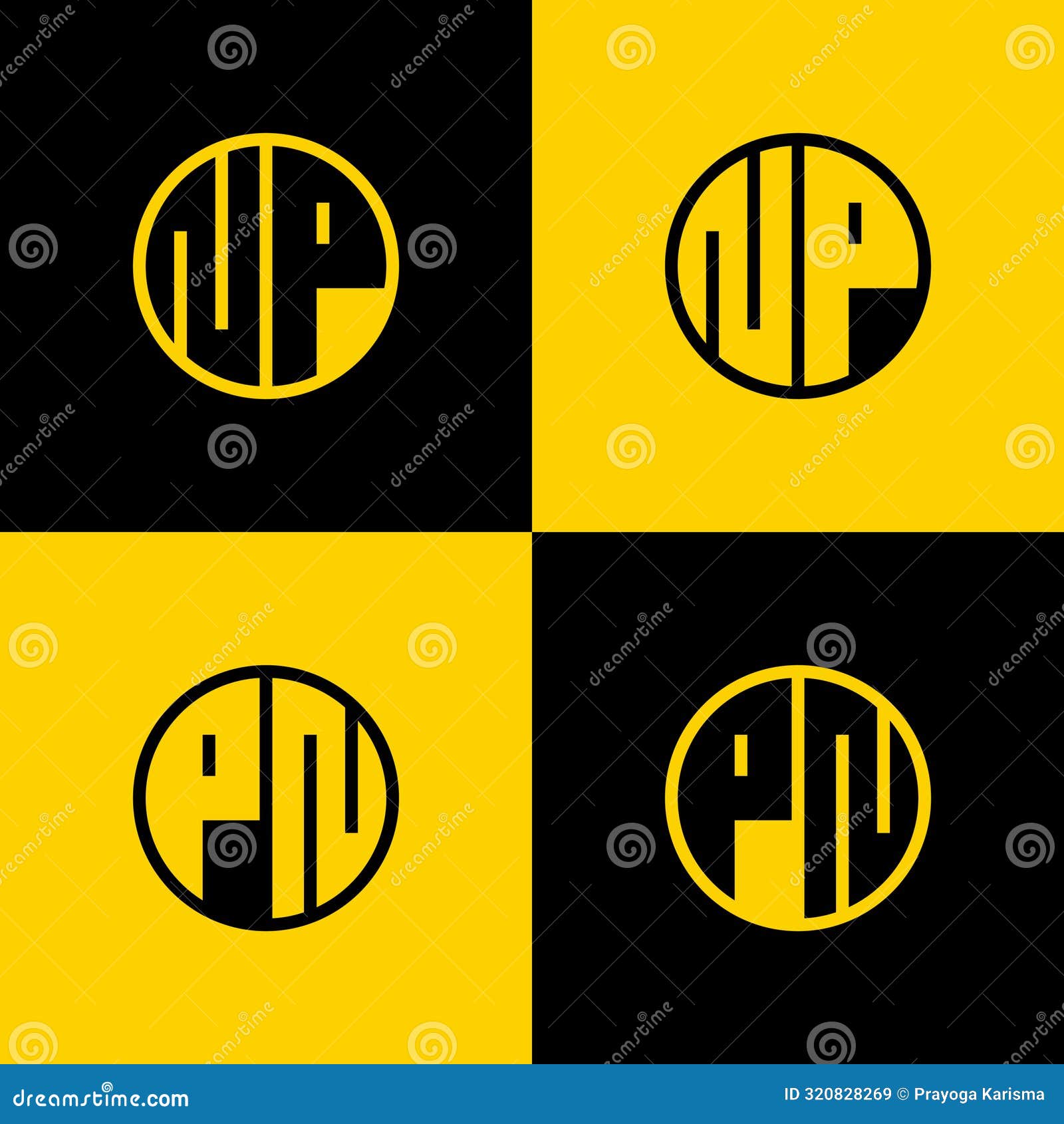 Simple NP and PN Letters Circle Logo Set, Suitable for Business with PN ...
