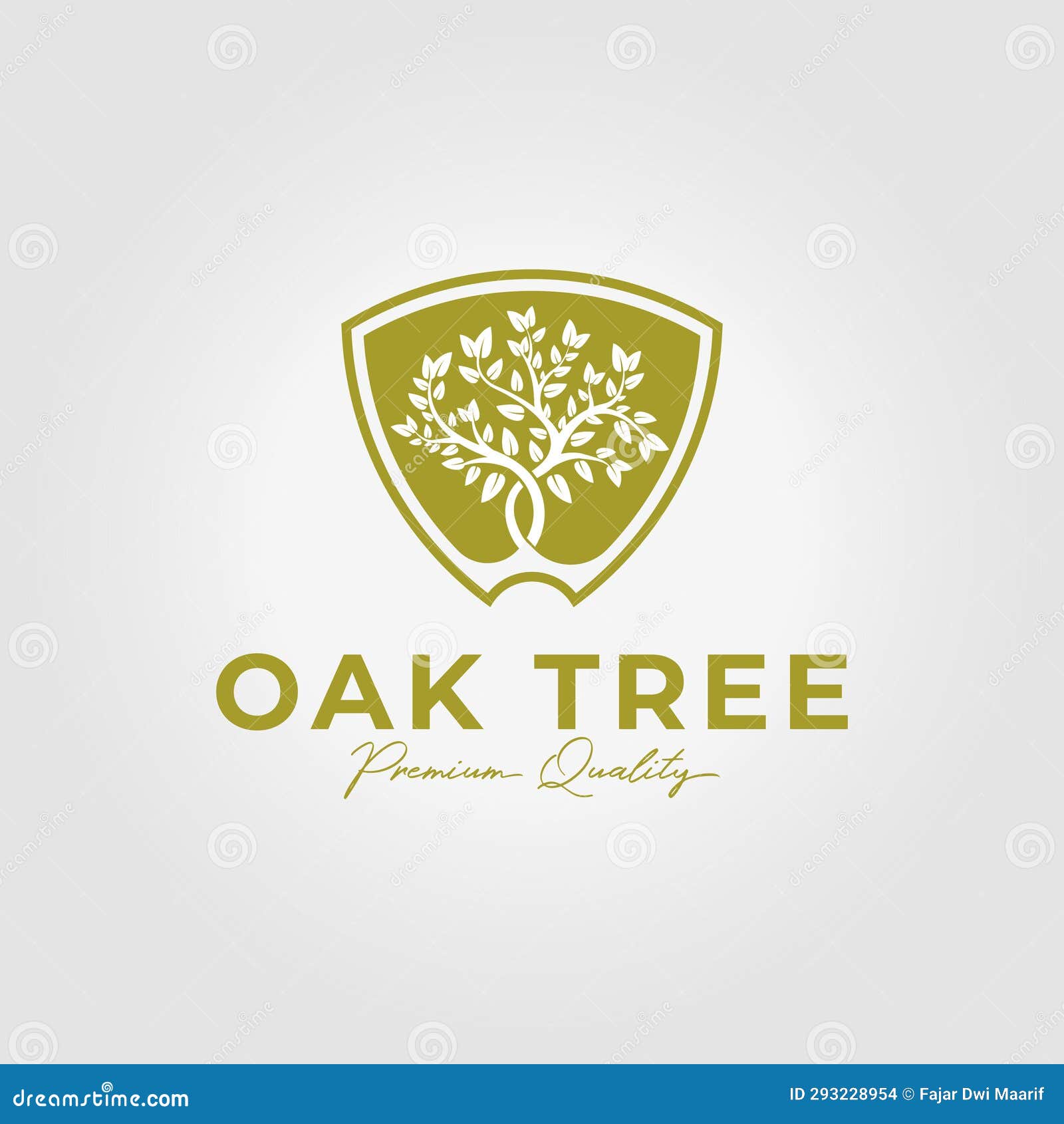 Simple Oak Tree Vector Logo Emblem, Illustration of an Oak Tree Design ...