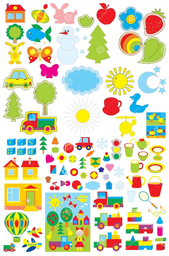 Simple Objects for Kindergarten Stock Vector - Illustration of icon ...
