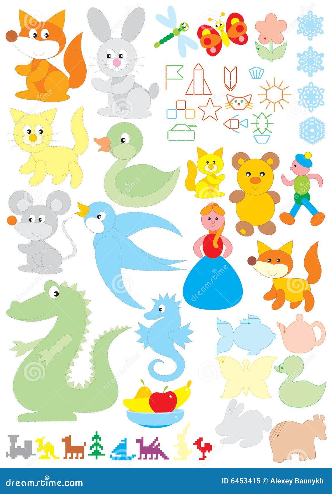 Simple Objects for Kindergarten Stock Vector - Illustration of drawing ...