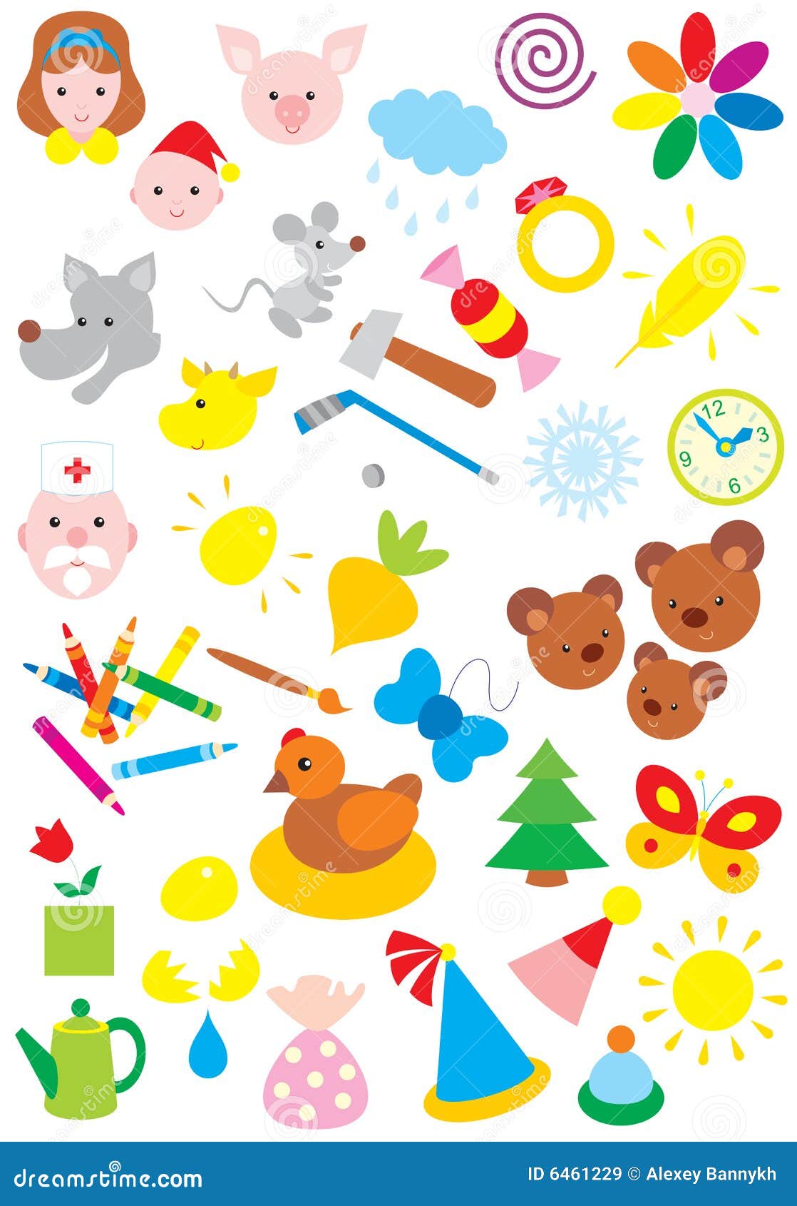 Simple Objects for Kindergarten Stock Vector - Illustration of bear ...