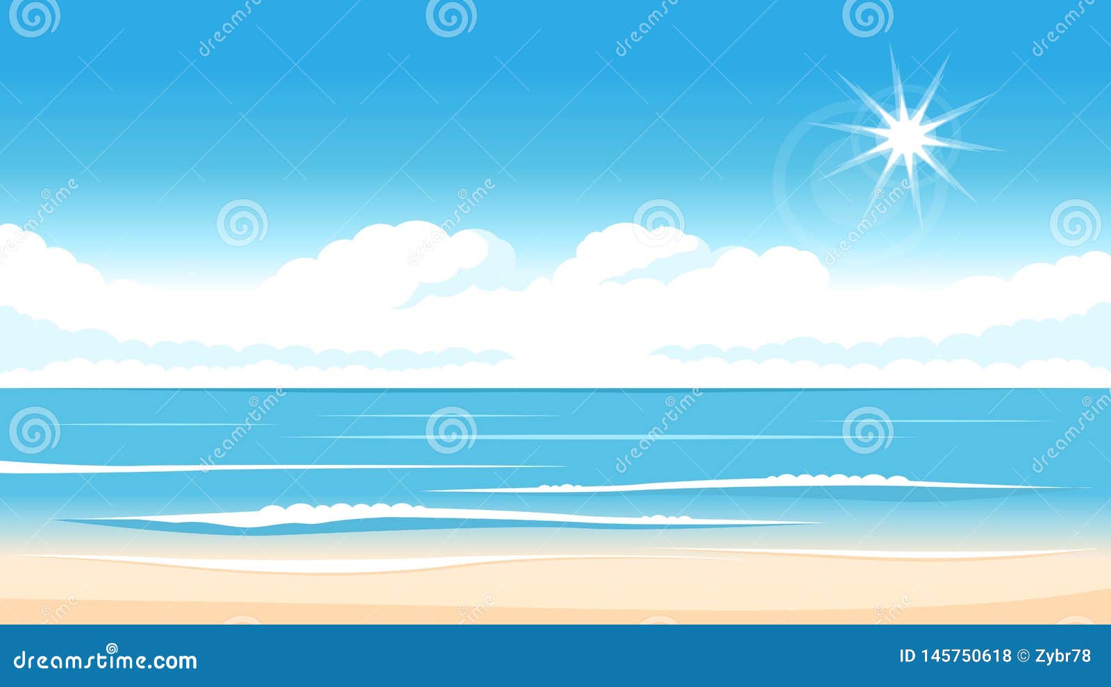 Simple ocean landscape stock vector. Illustration of header - 145750618