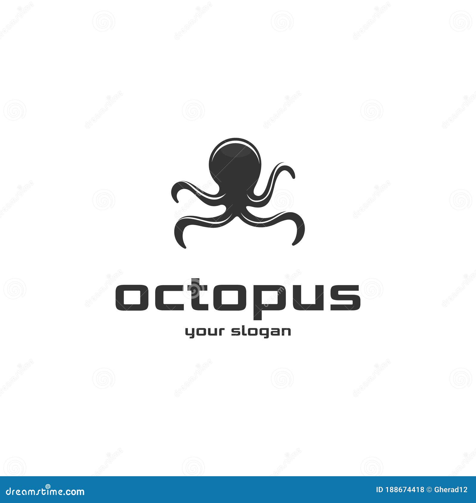Simple octopus logo stock illustration. Illustration of contour - 188674418