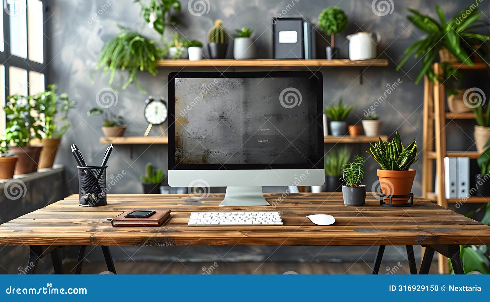Simple Office Desk Setup for Designers and Creative Freedom Stock ...