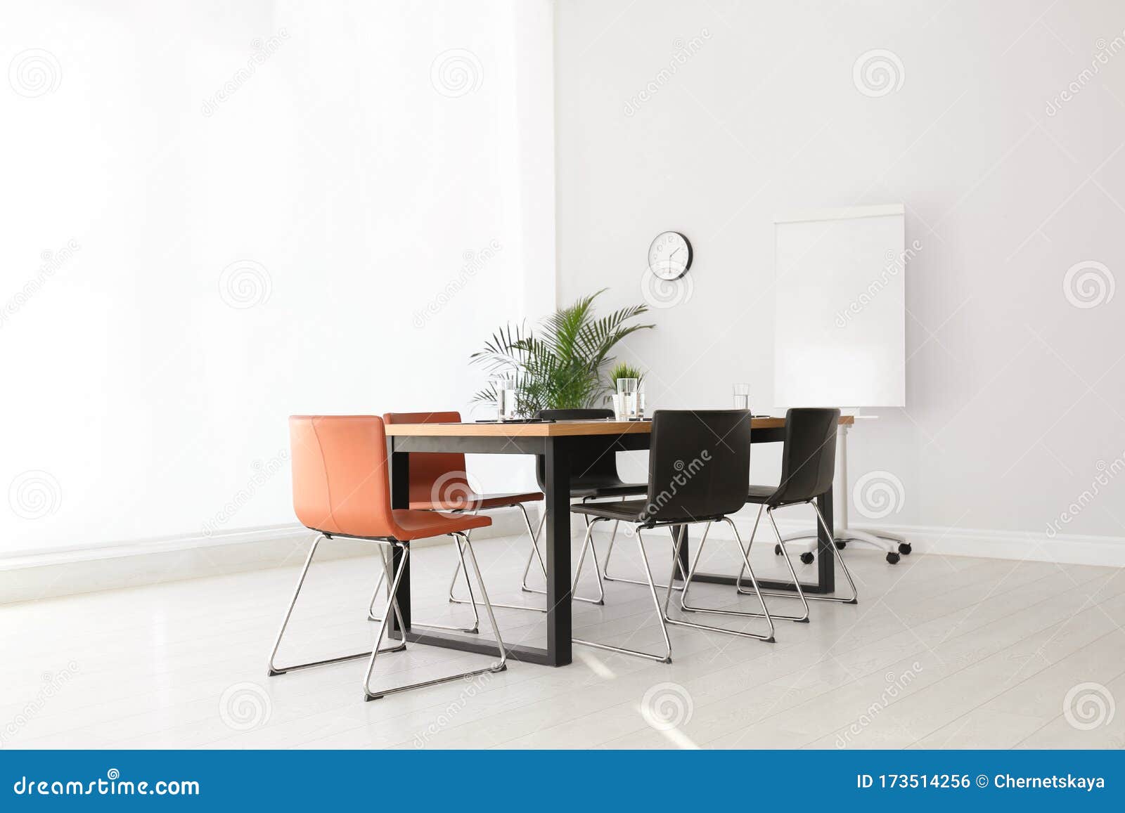 Simple Office Interior with Table and Chairs Stock Photo - Image of ...