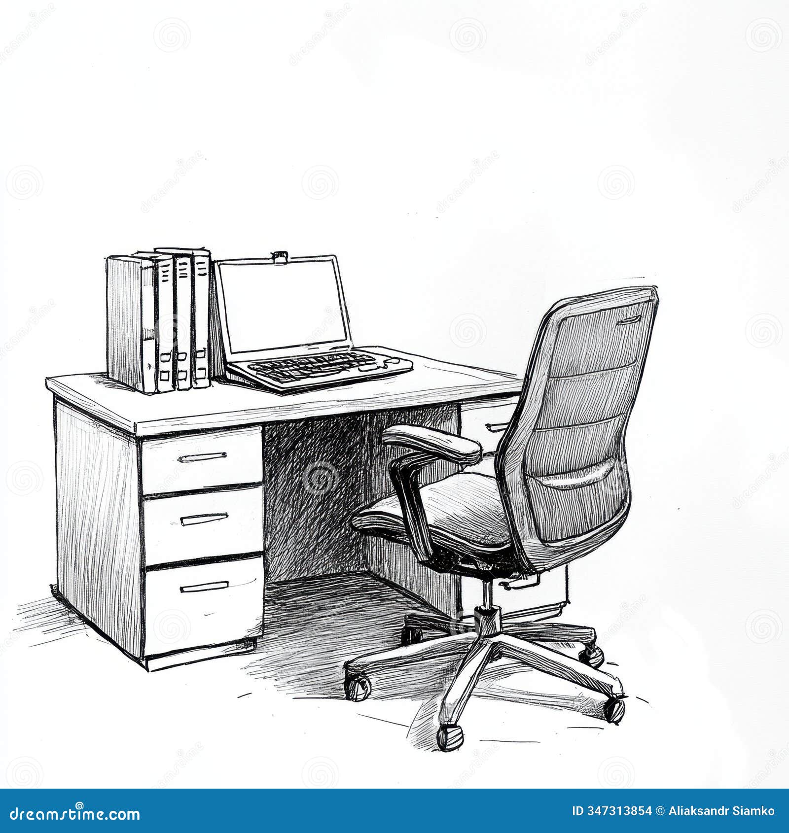 Simple Office Setup Featuring a Desk Chair and Computer Stock ...