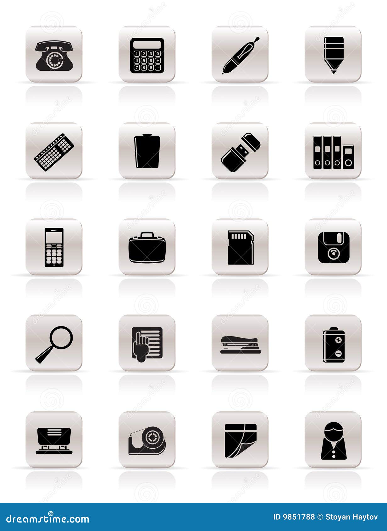 Simple Office tools Icons stock vector. Illustration of magnifier - 9851788