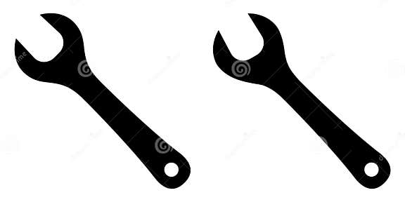 Simple One Sided Wrench Spanner Sign. Two Versions, One Slightly Angled ...