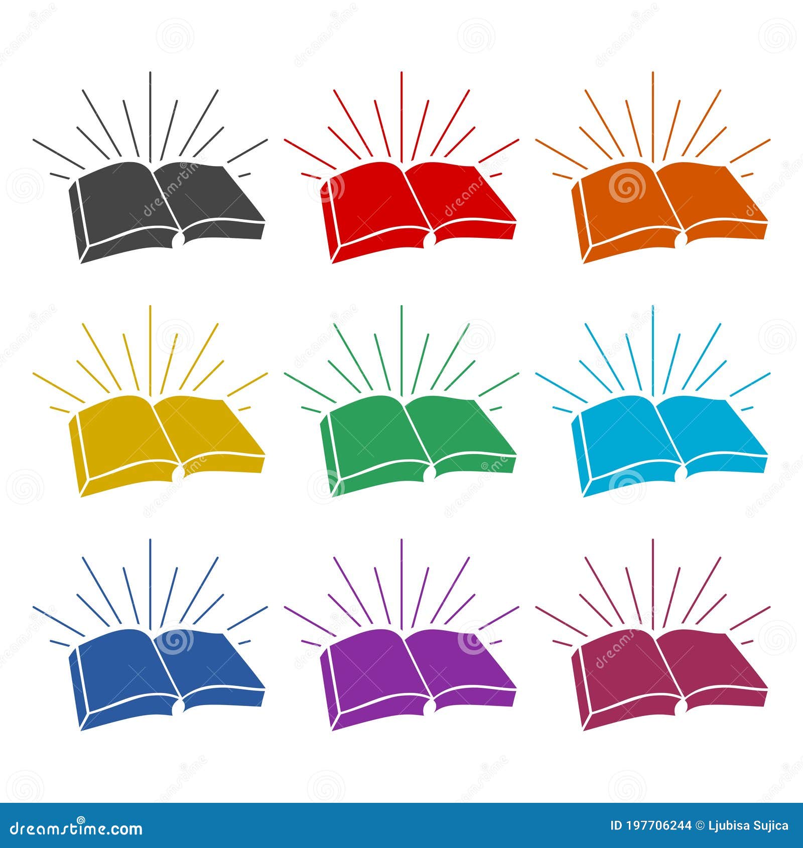 Simple Open Book Icon, Color Set Stock Vector - Illustration of ...