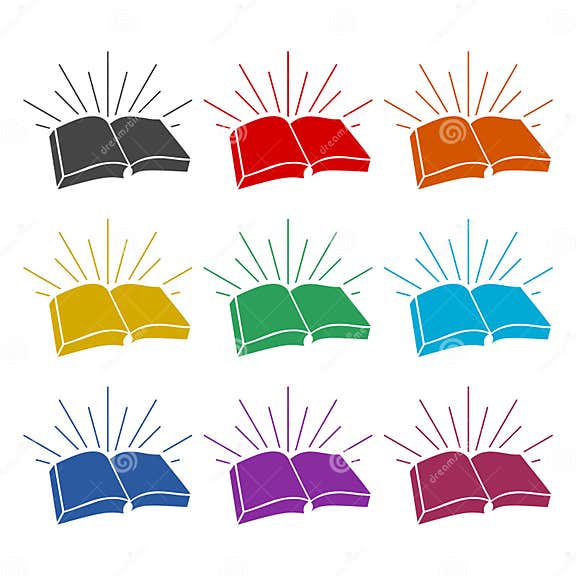 Simple Open Book Icon, Color Set Stock Vector - Illustration of ...