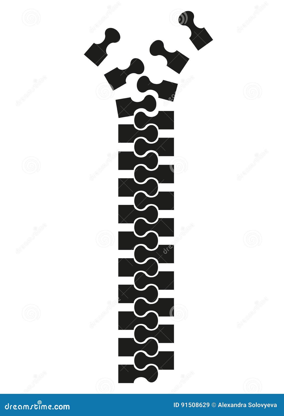 Simple Opening Zip Zipper Symbol Silhouette Stock Vector - Illustration ...