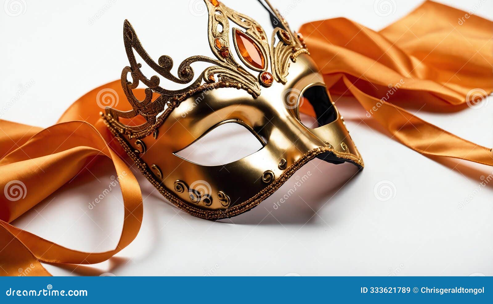 Simple Orange and Gold Masquerade Isolated on a White Ai Generated ...