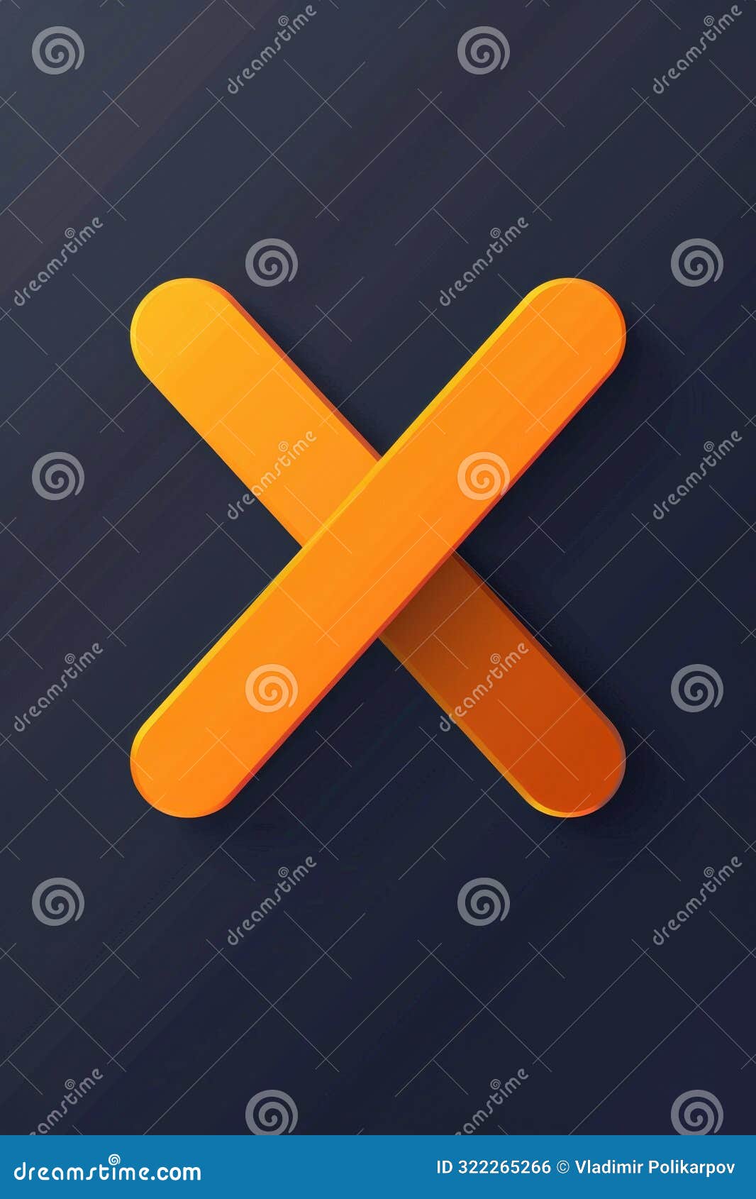 A Simple Orange X Symbol on a Dark Blue Background Stock Illustration ...