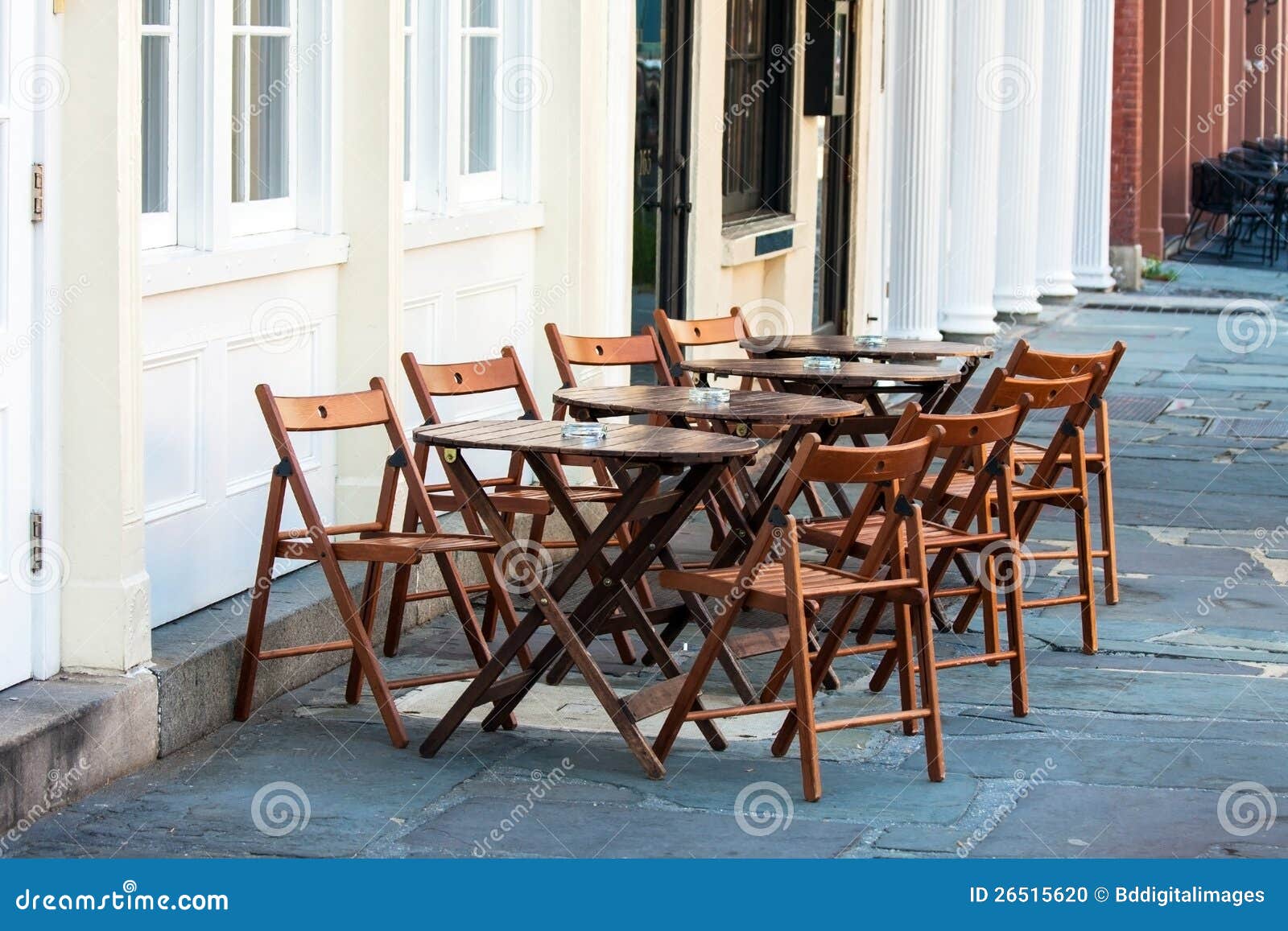 Simple Outdoor Sidewalk Cafe Stock Photo - Image of space, chair: 26515620