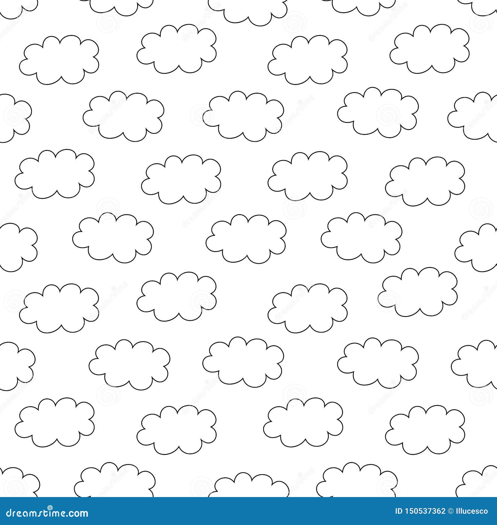 Simple Outline Clouds Pattern. Seamless Kids Background Stock Vector ...