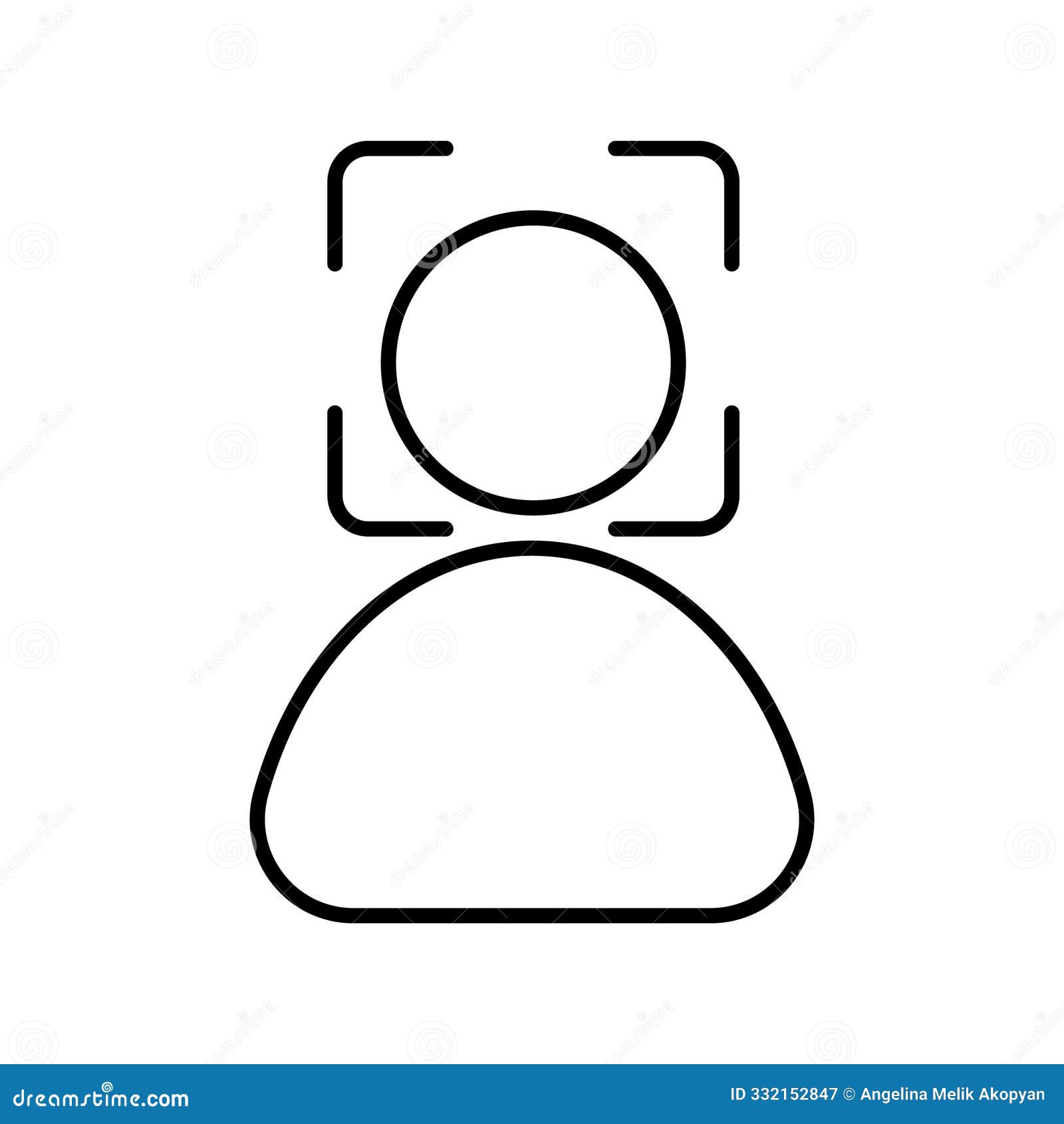 Simplified Icon Representing a Person with Focus Outline in a ...