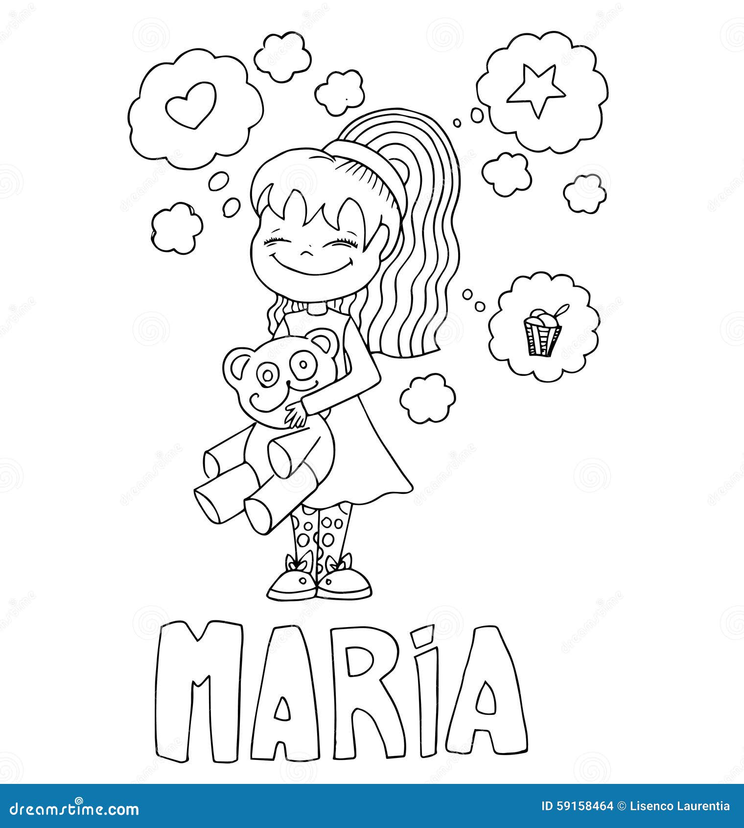 The Simple Outline Drawing For Coloring With The Image Of Children Of ...