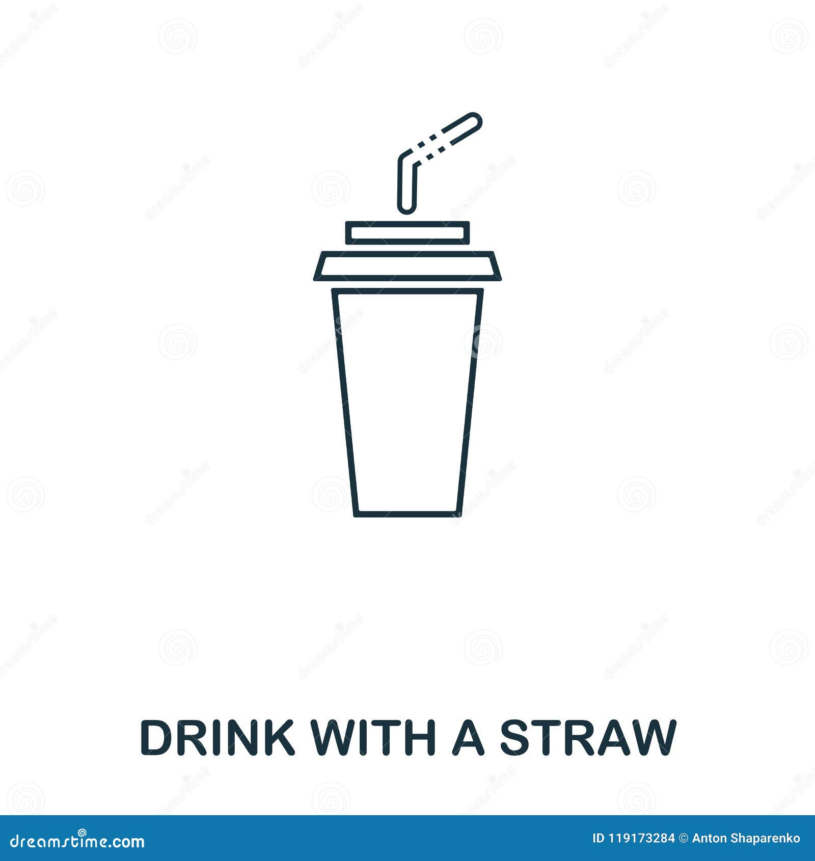 Simple Outline Drink With A Straw Icon. Pixel Perfect Linear Element ...