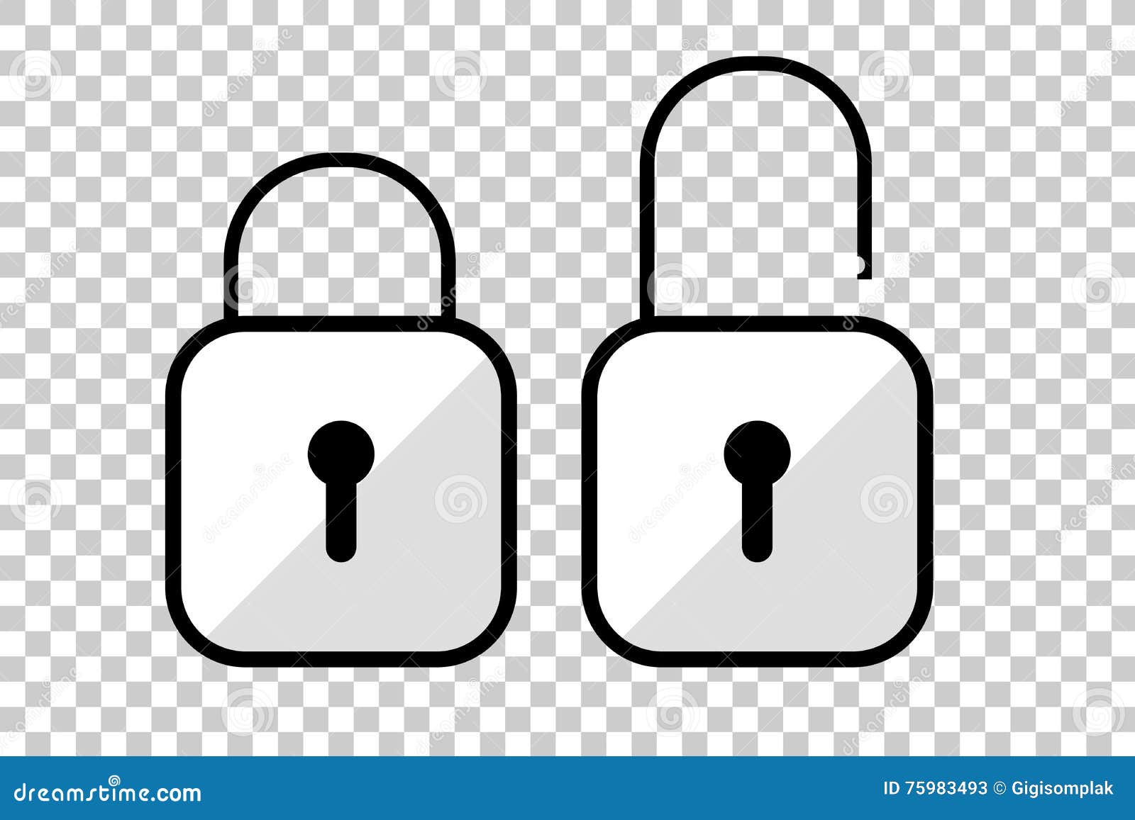 Simple Outline Icon, Lock and Unlock Stock Vector - Illustration of ...