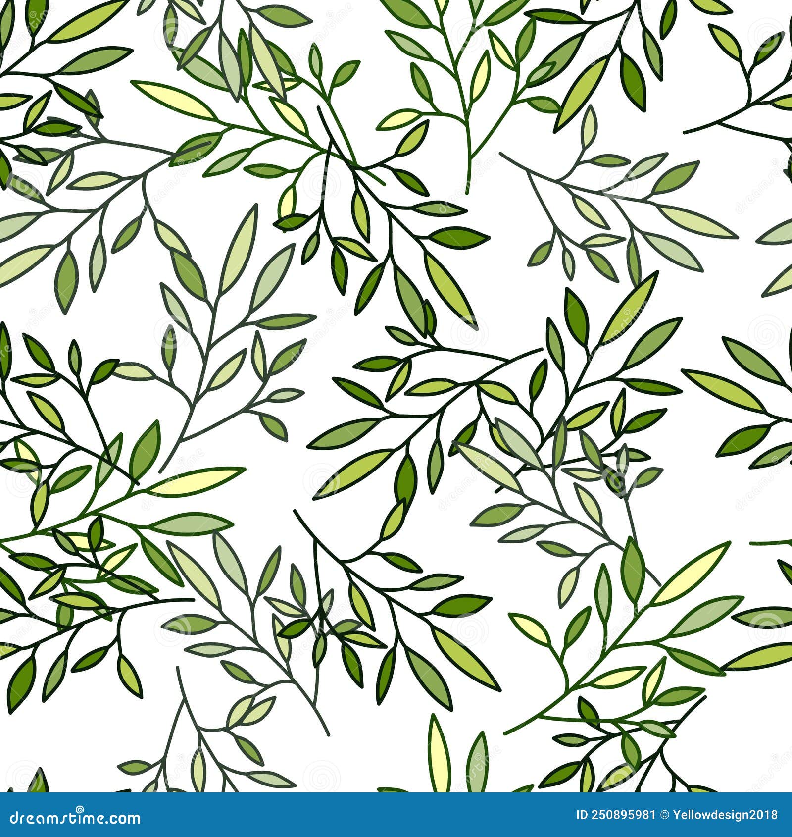Simple Outline Leaves Seamless Pattern Modern Leaf Wallpaper Stock