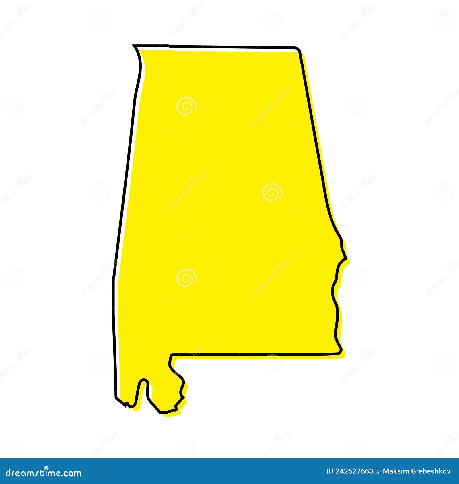 Simple Outline Map of Alabama is a State of United States. Styli Stock ...