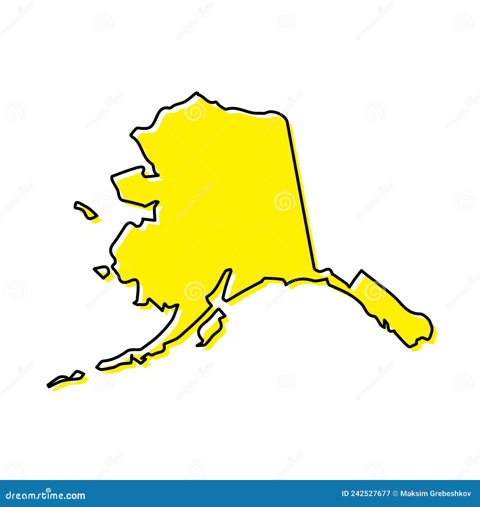 Simple Outline Map of Alaska is a State of United States. Styliz Stock ...