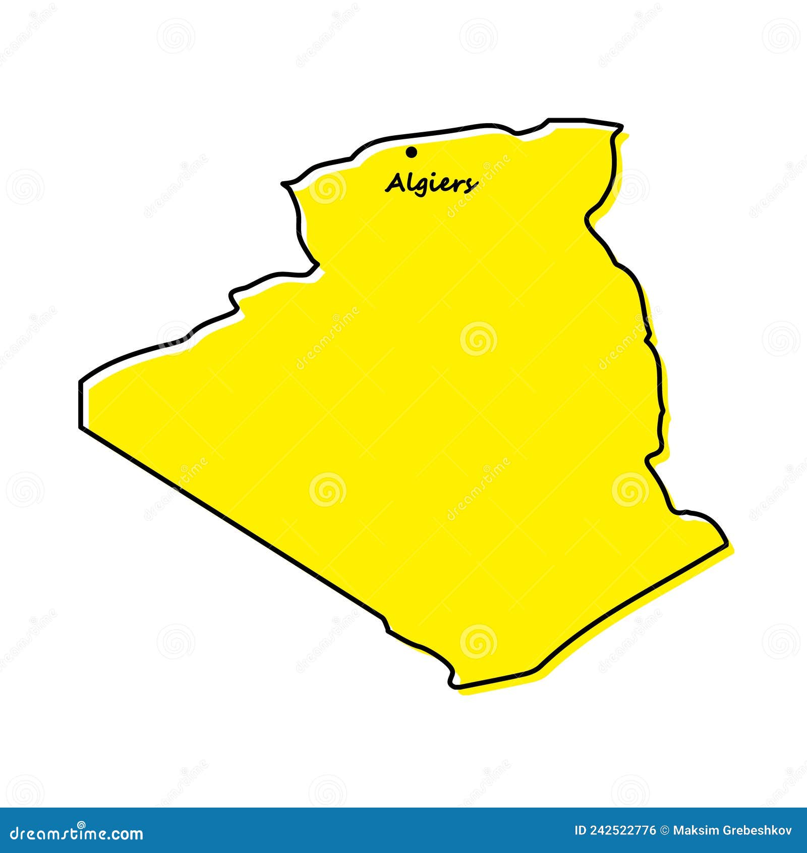 Outline Map Of Algeria. Illustration. Royalty-Free Cartoon ...