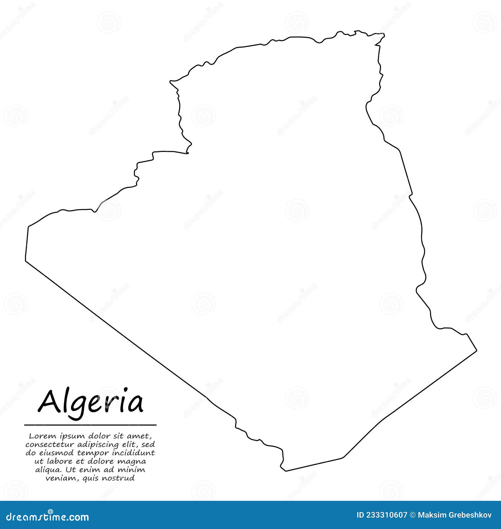 Outline Map Of Algeria Cartoon Vector | CartoonDealer.com #113994587