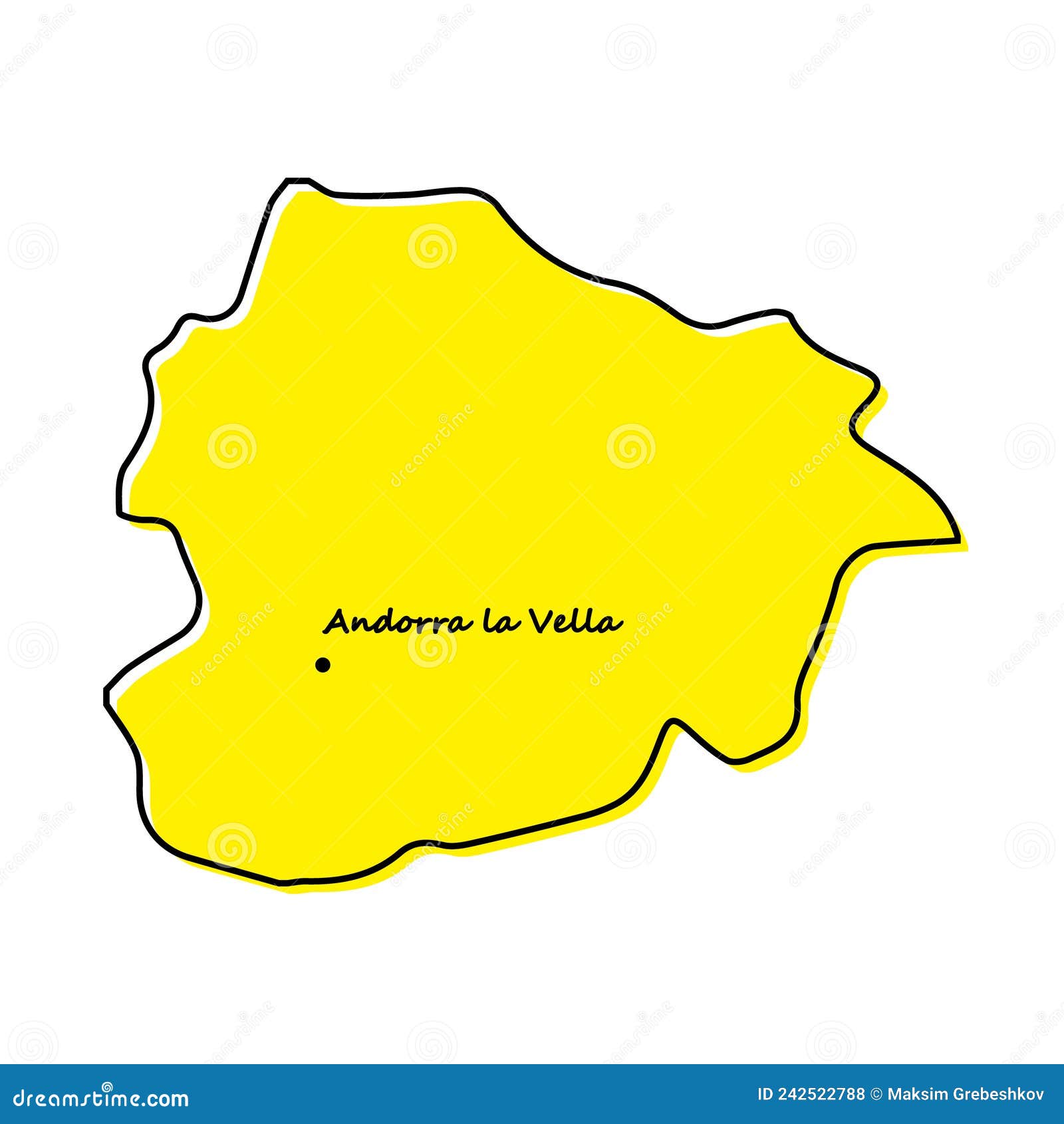 Andorra Map - Simple Hand Drawn Stylized Concept With Sketch Black Line ...