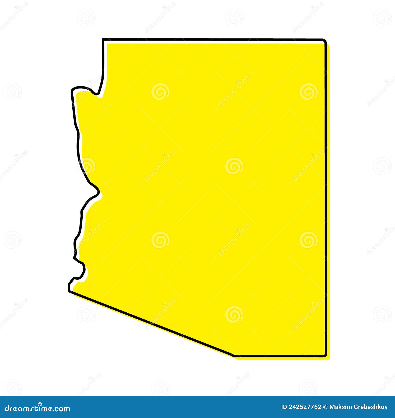 Simple Outline Map of Arizona is a State of United States. Styli Stock ...