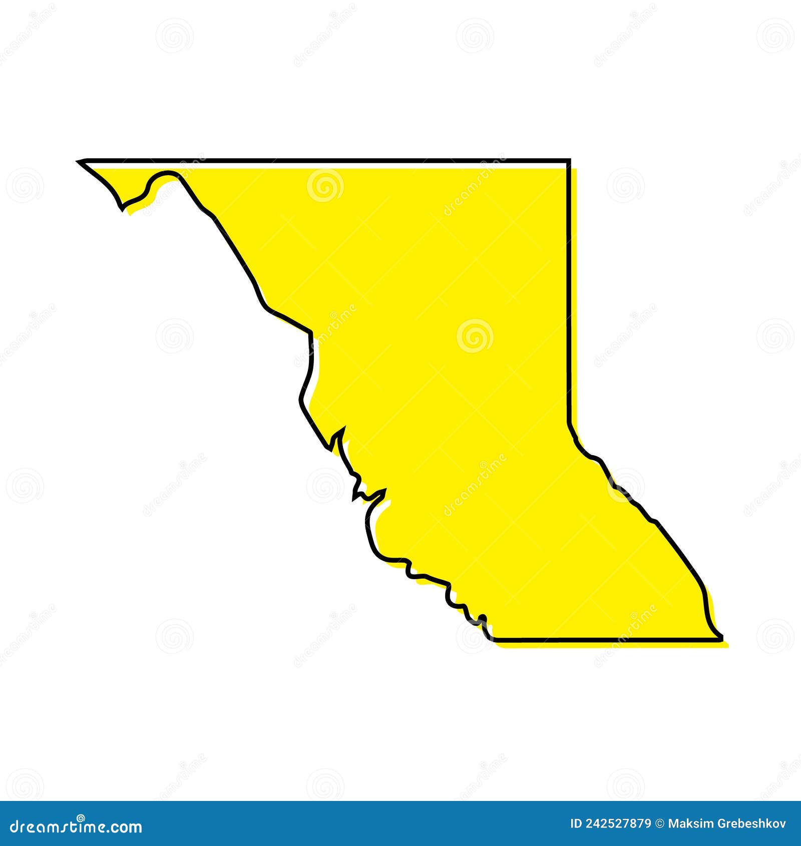 Simple Outline Map of British Columbia is a Province of Canada. Stock ...