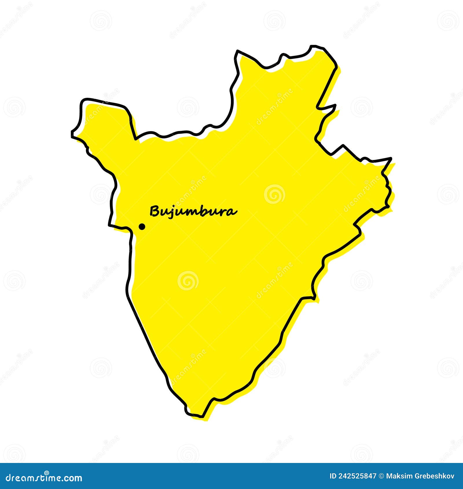Simple Outline Map of Burundi with Capital Location Stock Illustration ...