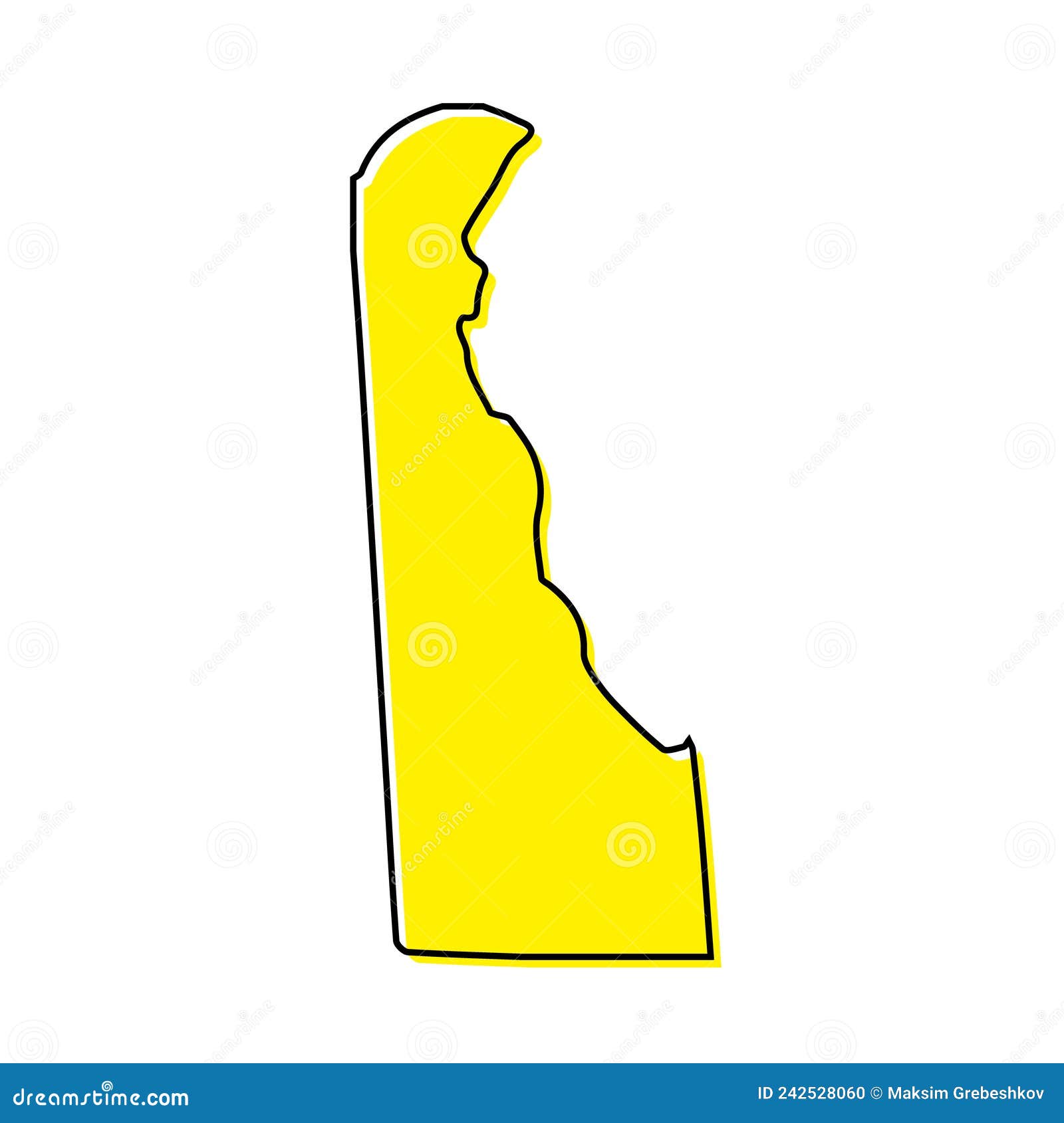 Simple Outline Map of Delaware is a State of United States. Styl Stock ...