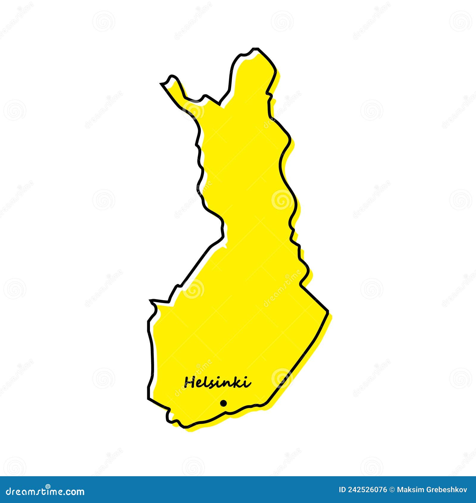 Simple Outline Map of Finland with Capital Location Stock Illustration ...