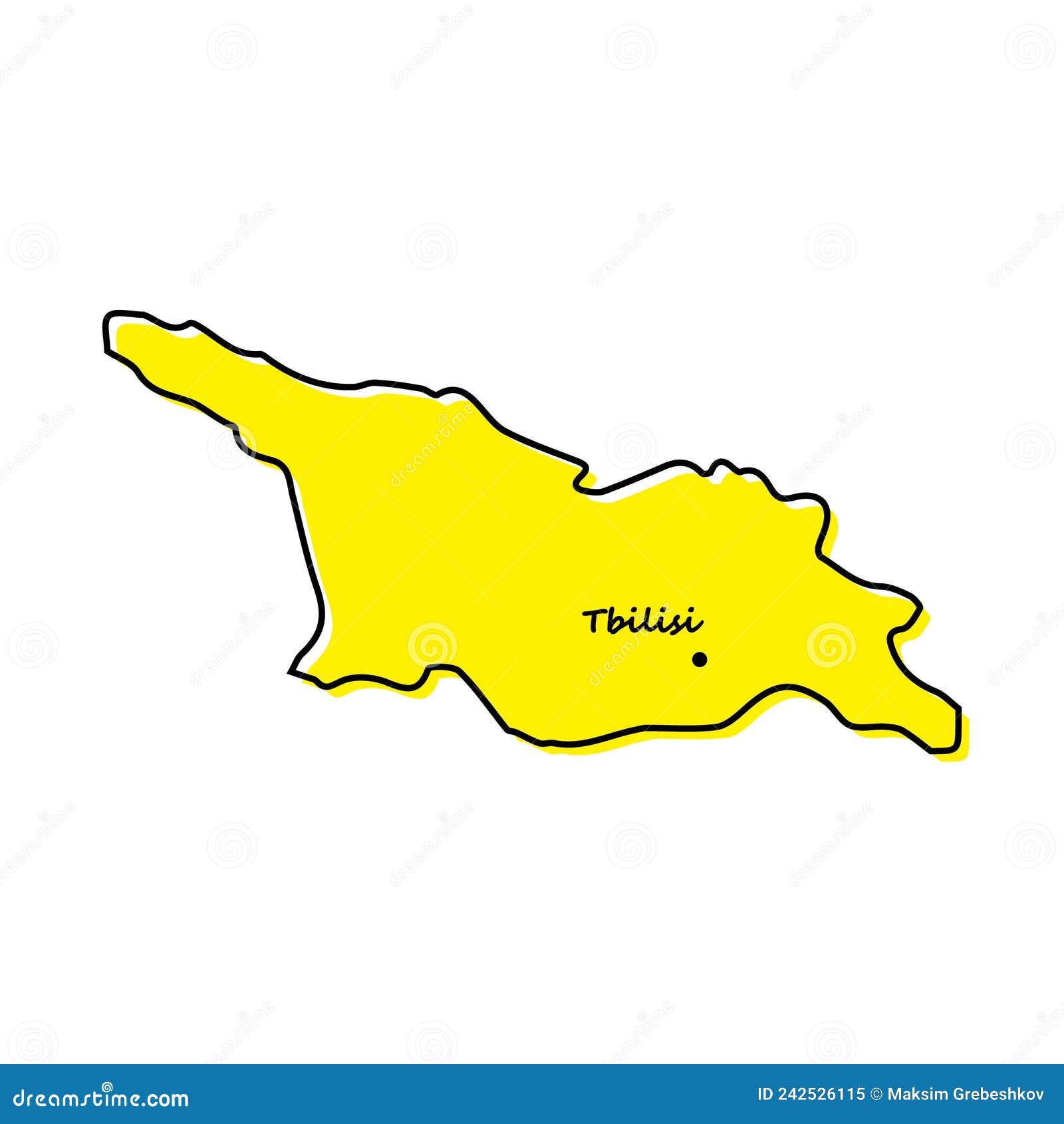 Simple Outline Map of Georgia with Capital Location Stock Illustration ...