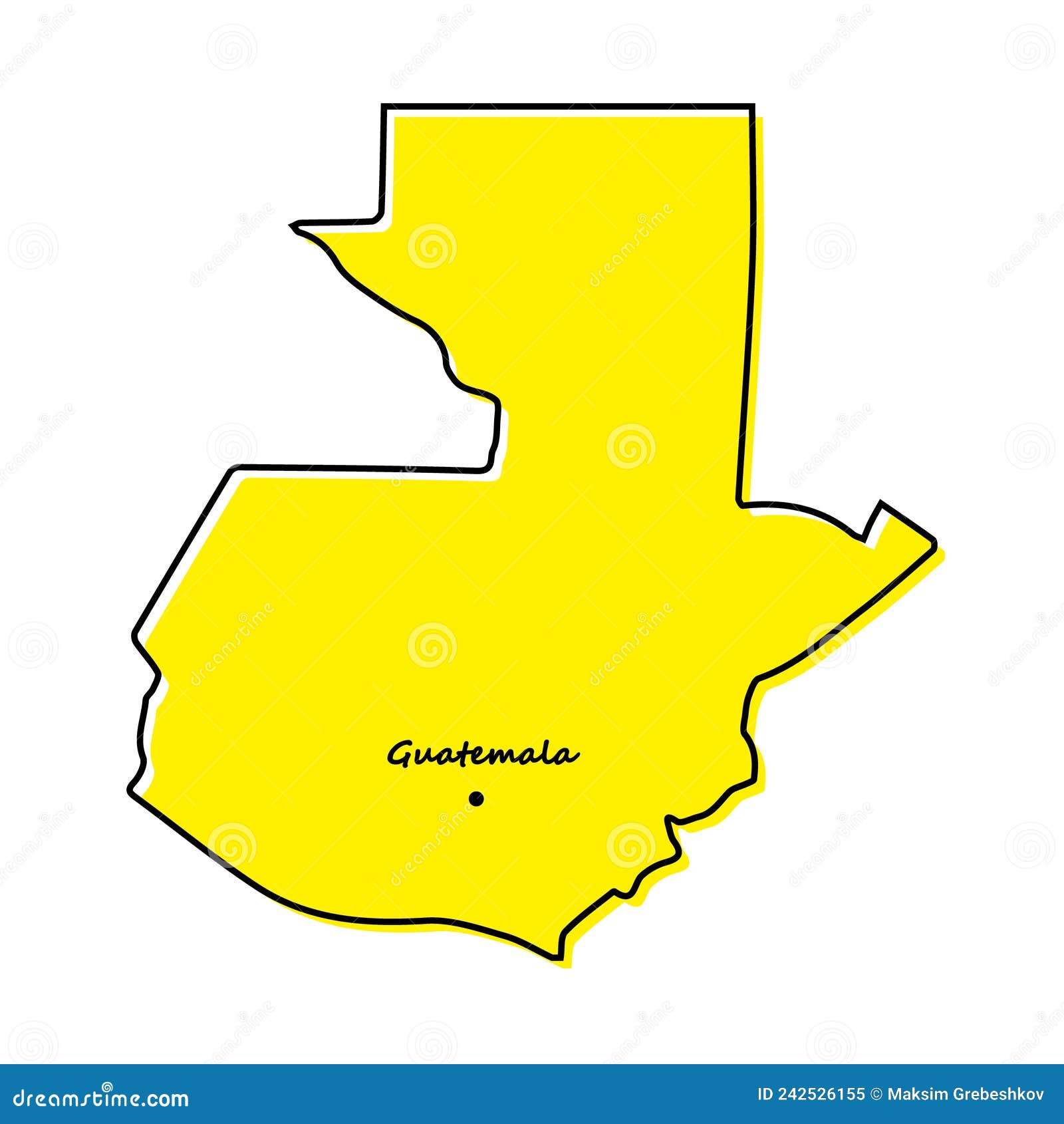 Simple Outline Map Of Guatemala With Capital Location Royalty-Free ...