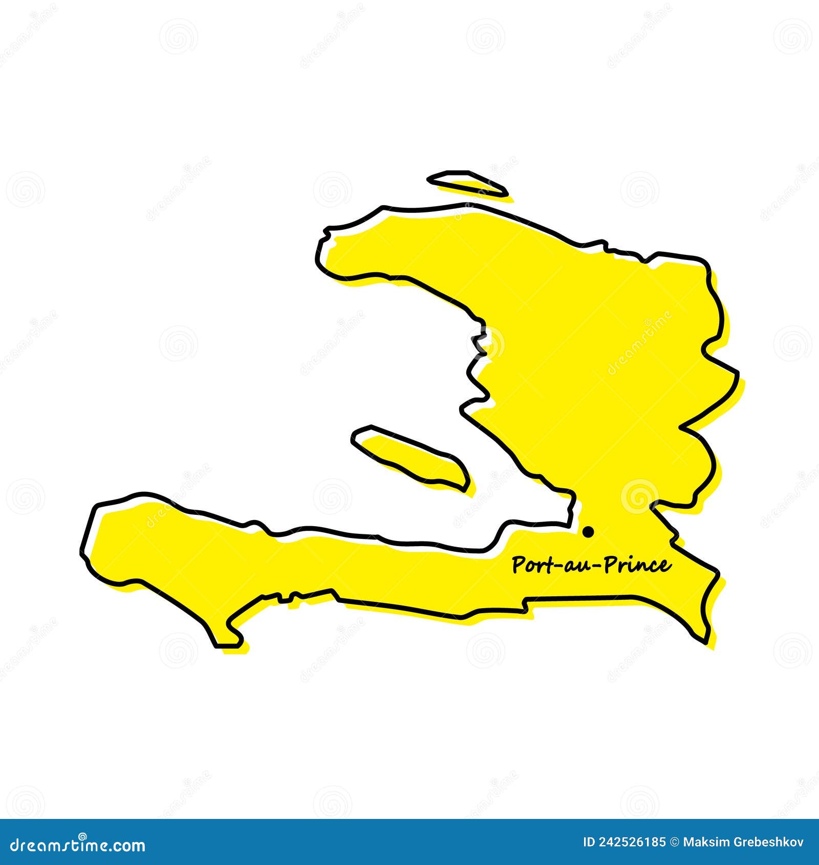 Simple Outline Map of Haiti with Capital Location Stock Vector ...